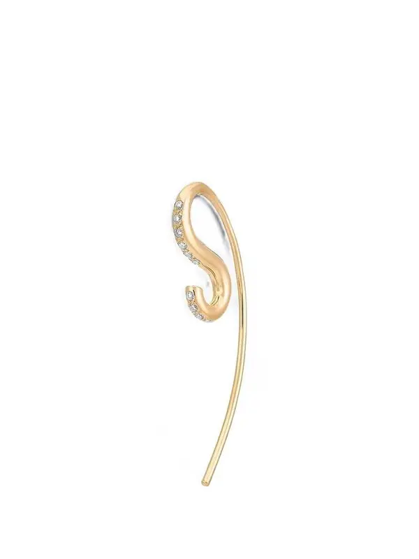 Charlotte Chesnais 18kt White Gold Petit Hook Diamond Single Earring - Silver