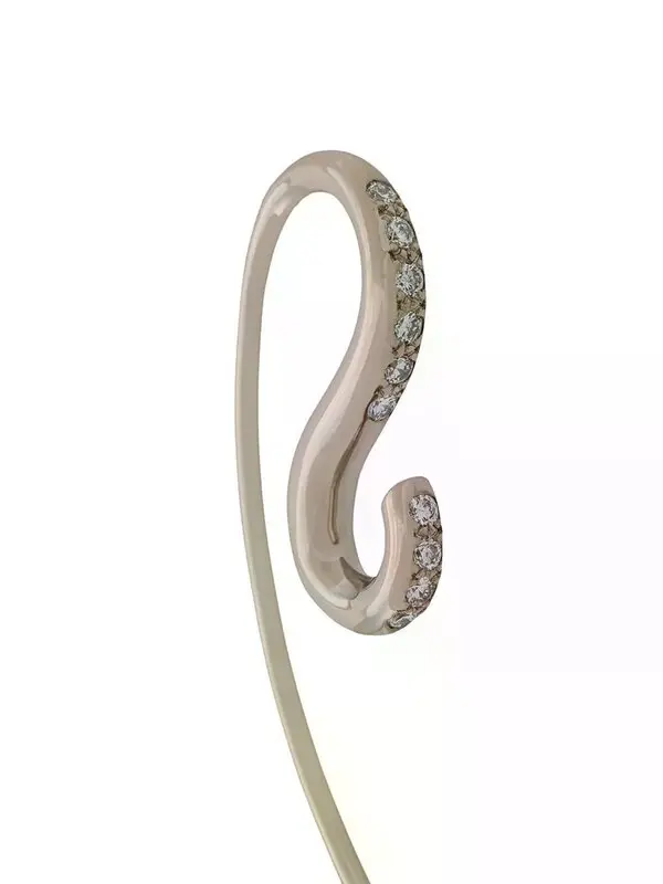 Charlotte Chesnais 18kt White Gold Petit Hook Diamond Single Earring - Silver