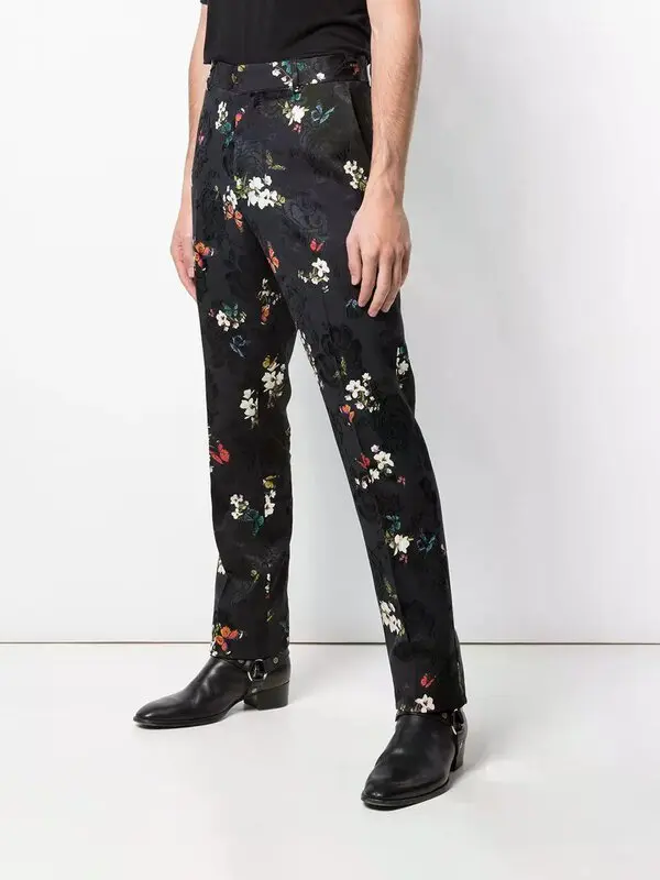 Amiri Floral Embroidered Pleated Trousers