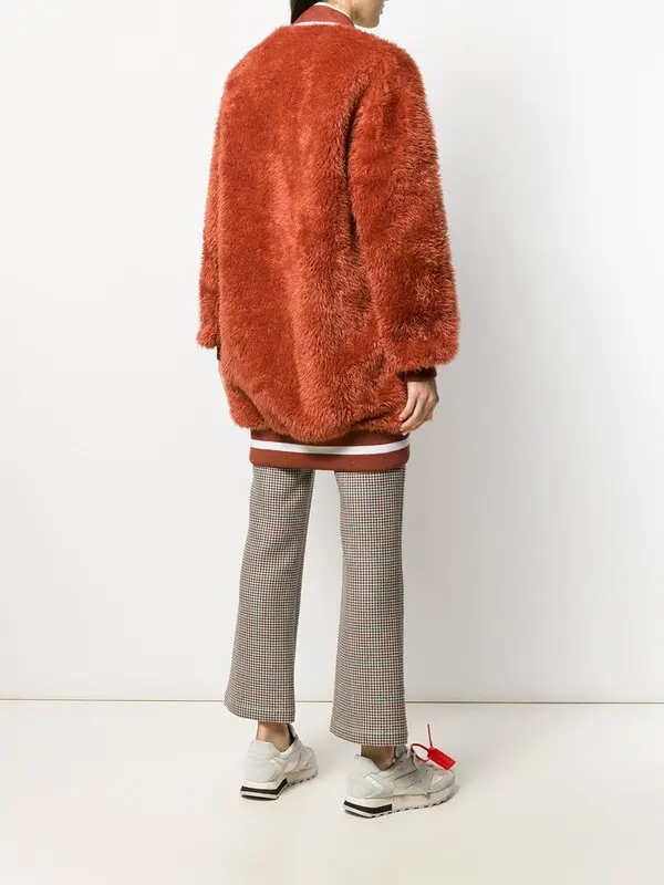 Off-White Embroidered Furry Varsity Cardigan - Orange