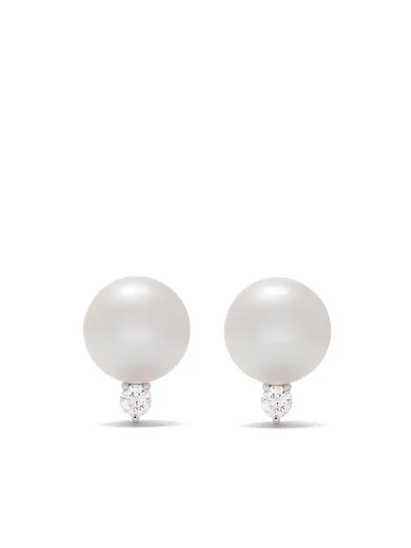 TASAKI 18kt Akoya Pearl And Diamond Earrings - Silver