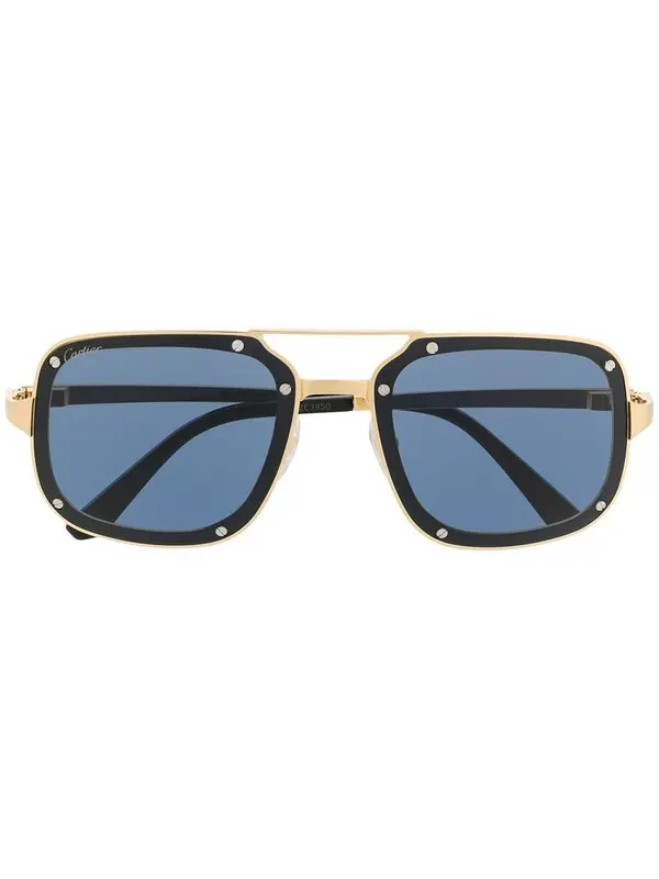 CARTIER Santos De Square-frame Sunglasses - Gold