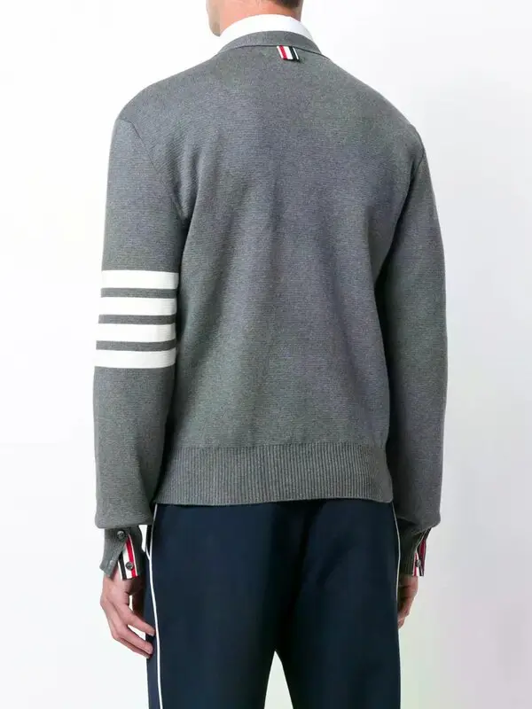 Thom Browne Cotton Crepe V-neck Cardigan - Grey