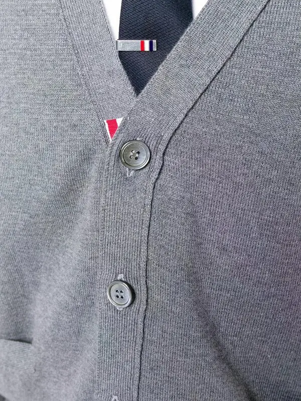 Thom Browne Cotton Crepe V-neck Cardigan - Grey