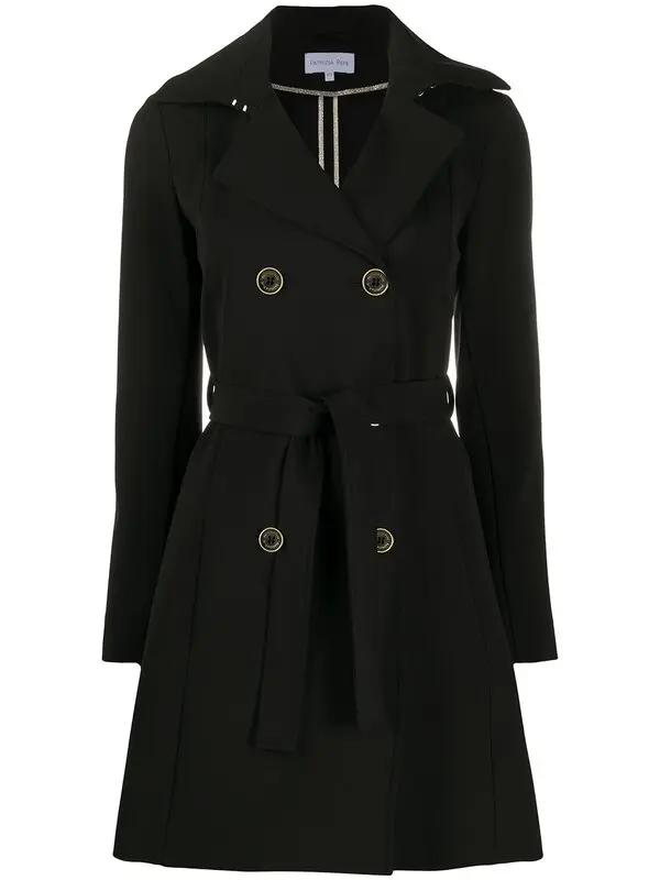 Patrizia Pepe Double Breasted Trench Coat - Black