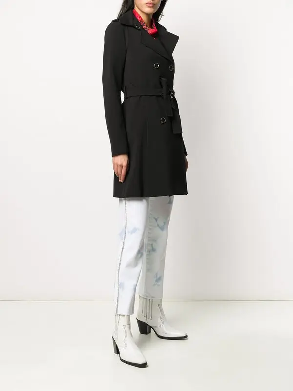 Patrizia Pepe Double Breasted Trench Coat - Black
