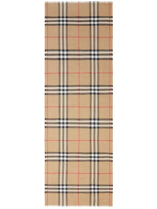 Burberry Lightweight Check Wool And Silk Scarf