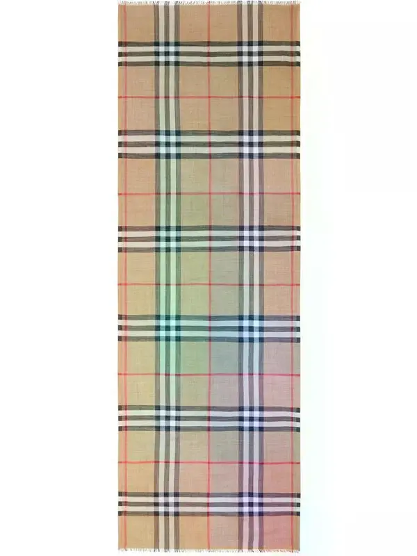 Burberry Lightweight Check Wool And Silk Scarf - Neutrals