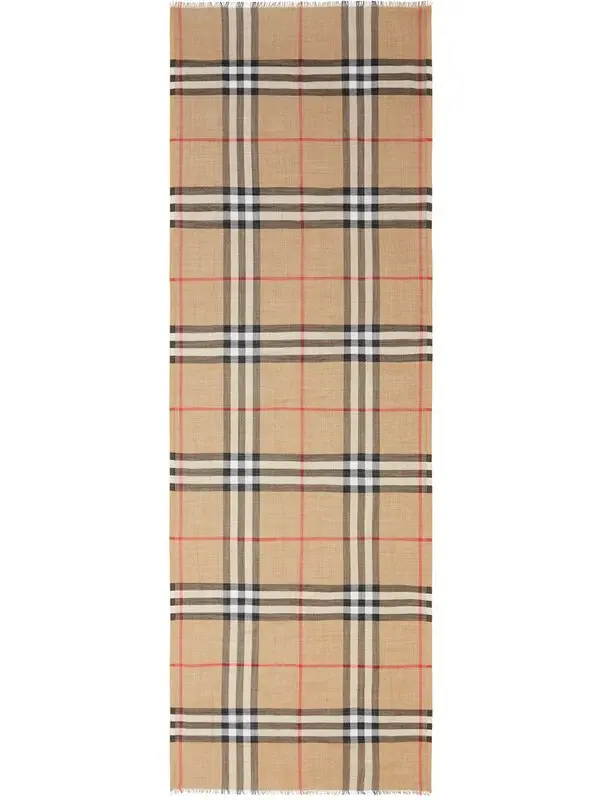 Burberry Lightweight Check Wool And Silk Scarf