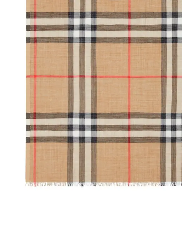 Burberry Lightweight Check Wool And Silk Scarf