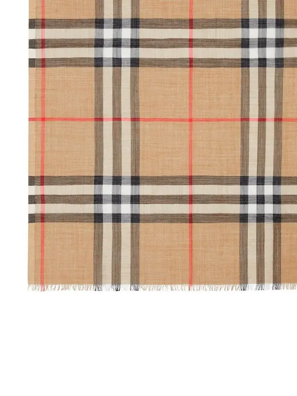 Burberry Lightweight Check Wool And Silk Scarf