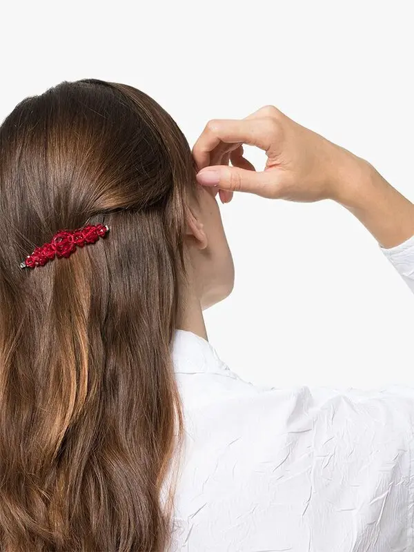 Simone Rocha X Browns 50 Floral Bead Embellished Hair Clip - Red