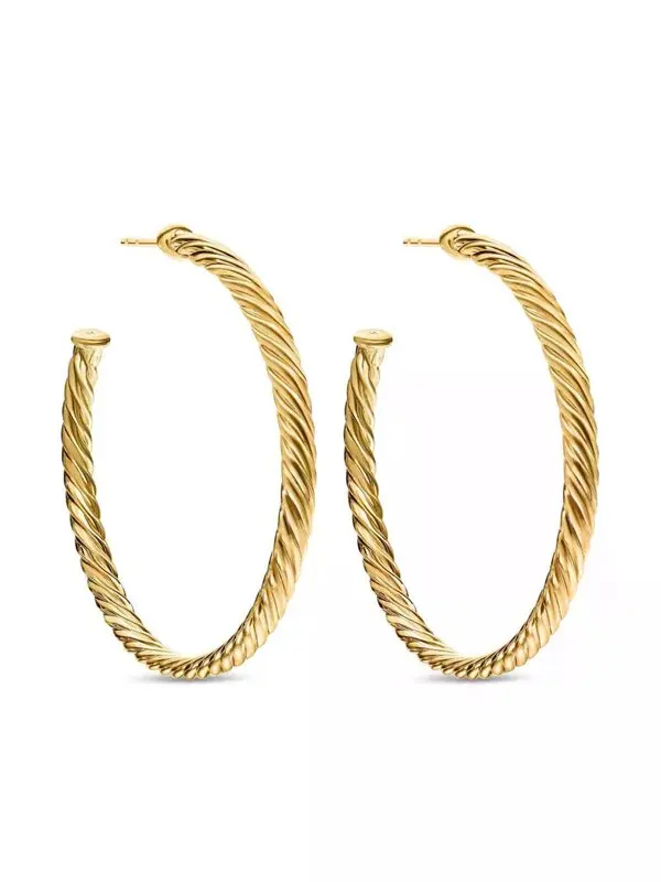 David Yurman 18kt Yellow Cablespira Hoop Earrings - Gold