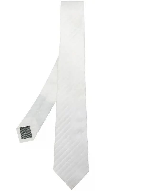DELL'OGLIO Striped Silk Neck Tie - White