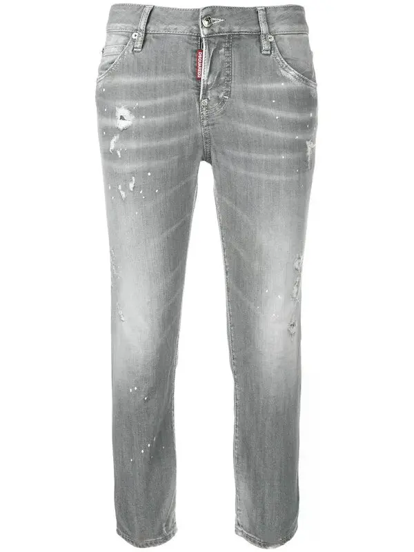 Dsquared2 Stonewashed Skinny Crop Jeans - Grey