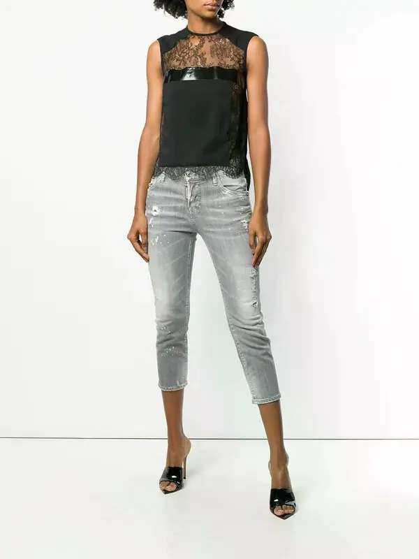 Dsquared2 Stonewashed Skinny Crop Jeans