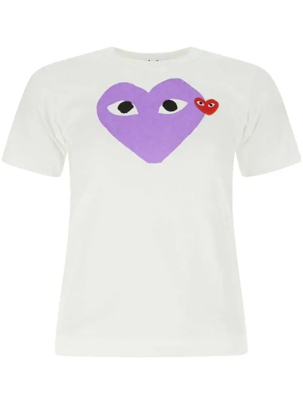Play Comme Des Garcon Heart-print T-shirt - White