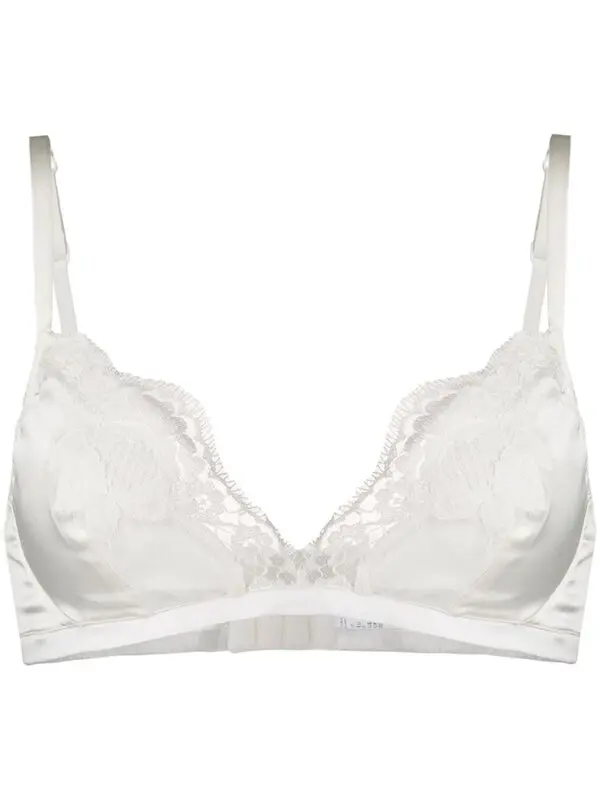 Dolce & Gabbana Lace-detail Satin Bra - White