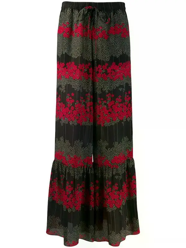 Red Valentino Floral Flared Trousers