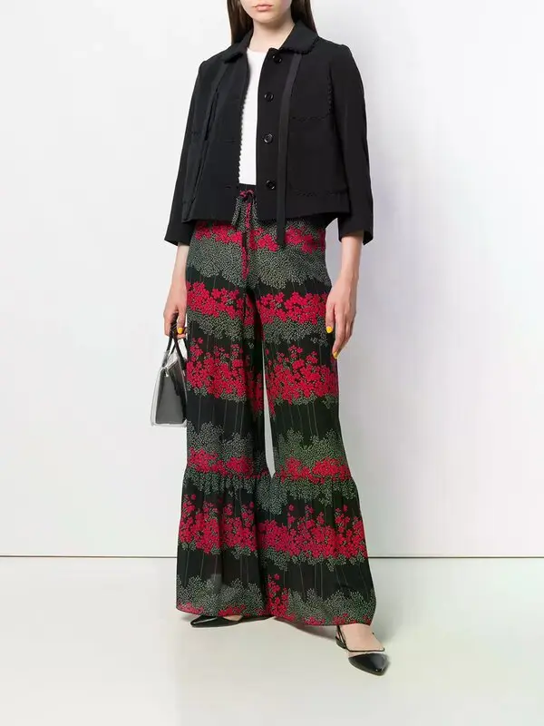 Red Valentino Floral Flared Trousers