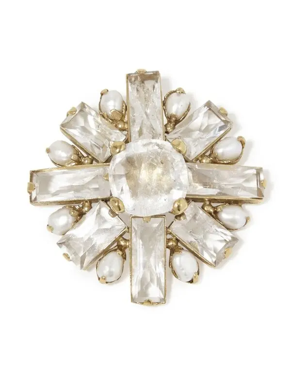 GOOSSENS Stones And Pearls Brooch - Gold