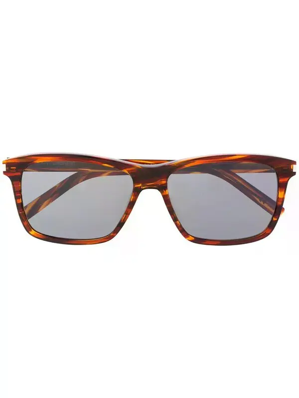 Saint Laurent Rectangular-frame Sunglasses - Brown