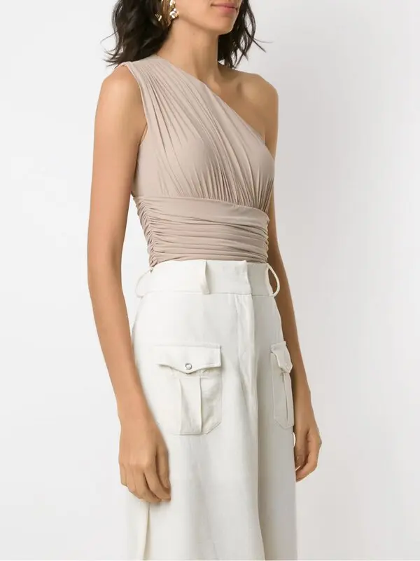 AMIR SLAMA Ruched Panel Top - Neutrals