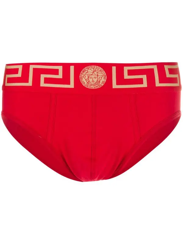 Versace Greca Border Briefs - Red