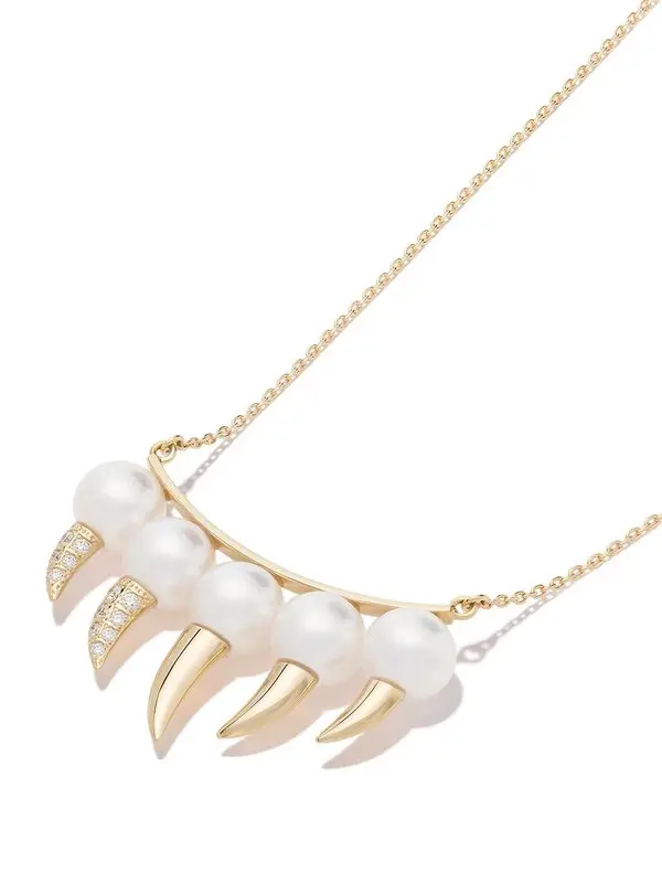TASAKI 18kt Akoya Pearl And Diamond Danger Fang Necklace