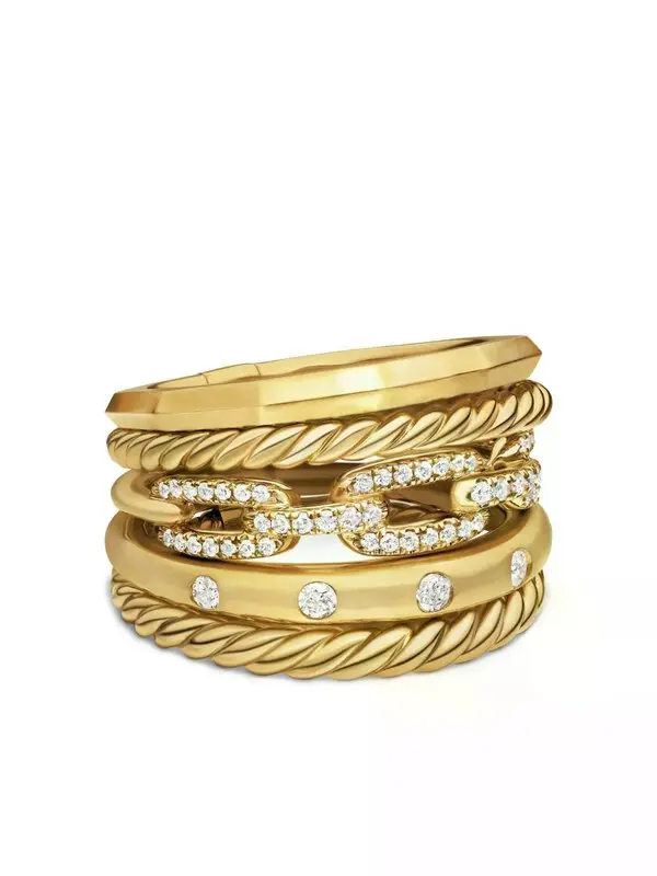 David Yurman 18kt Yellow Stax Diamond Ring - Gold