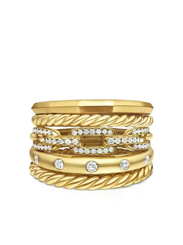David Yurman 18kt Yellow Stax Diamond Ring - Gold