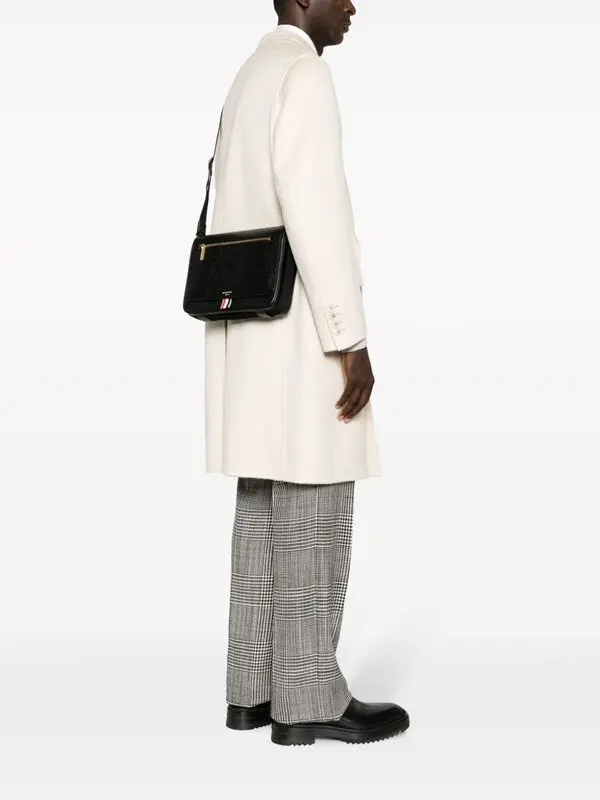 Thom Browne Pebble Grain Reporter Bag - Black