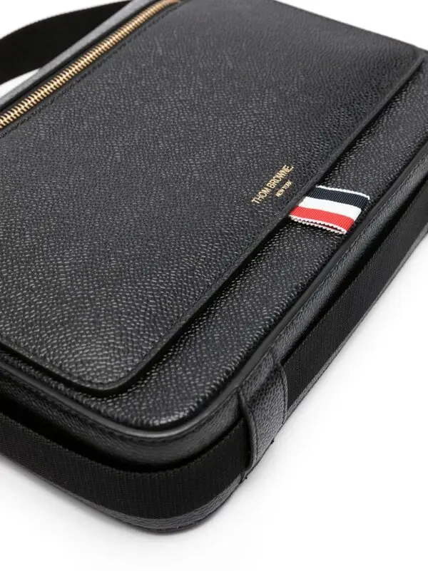 Thom Browne Pebble Grain Reporter Bag - Black