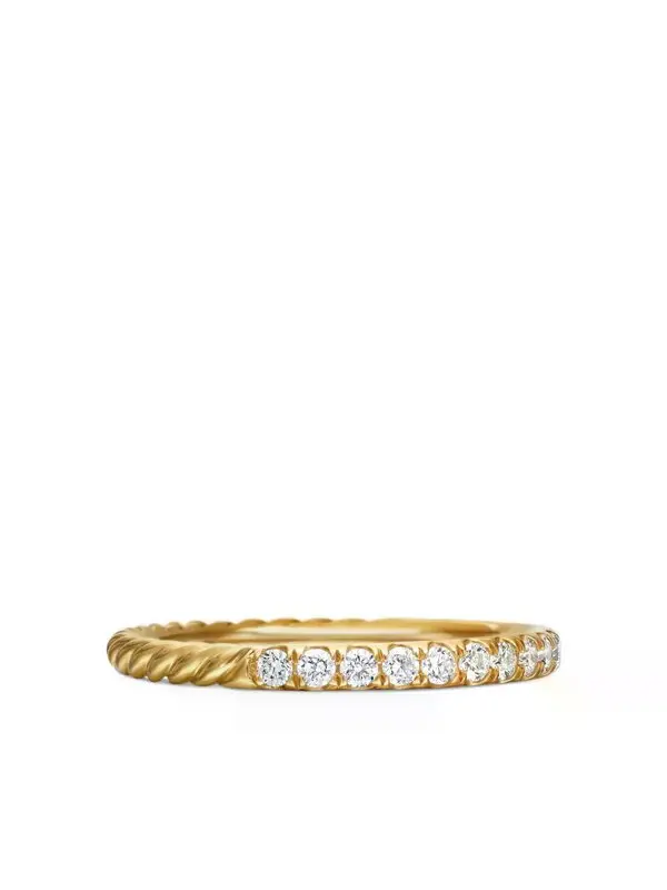 David Yurman 18kt Yellow Cable Collectibles Diamond Stack Ring - Gold