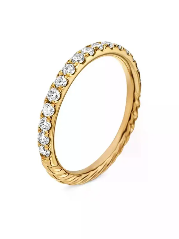 David Yurman 18kt Yellow Cable Collectibles Diamond Stack Ring - Gold
