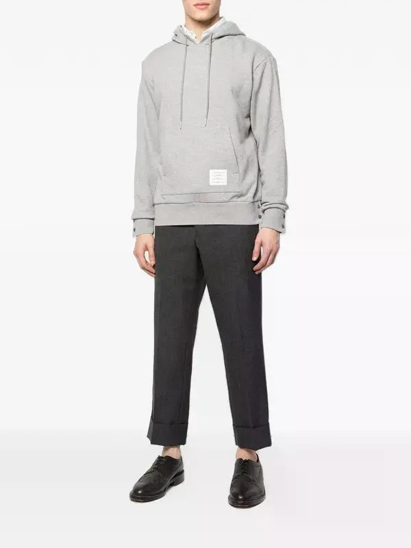 Thom Browne Cotton-jersey Hoodie With Signature Stripe Detail - Grey
