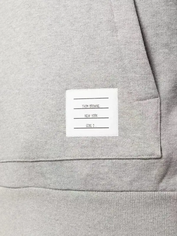 Thom Browne Cotton-jersey Hoodie With Signature Stripe Detail - Grey