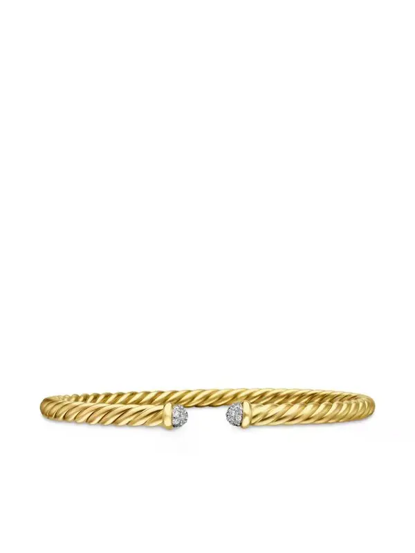 David Yurman 18kt Yellow Cablespira Diamond Bracelet - Gold