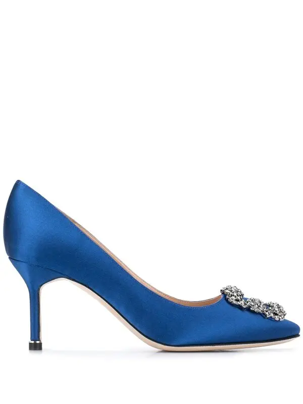 Manolo Blahnik Hangisi 70mm Embellished Buckle Pumps - Blue