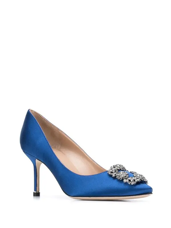 Manolo Blahnik Hangisi 70mm Embellished Buckle Pumps - Blue
