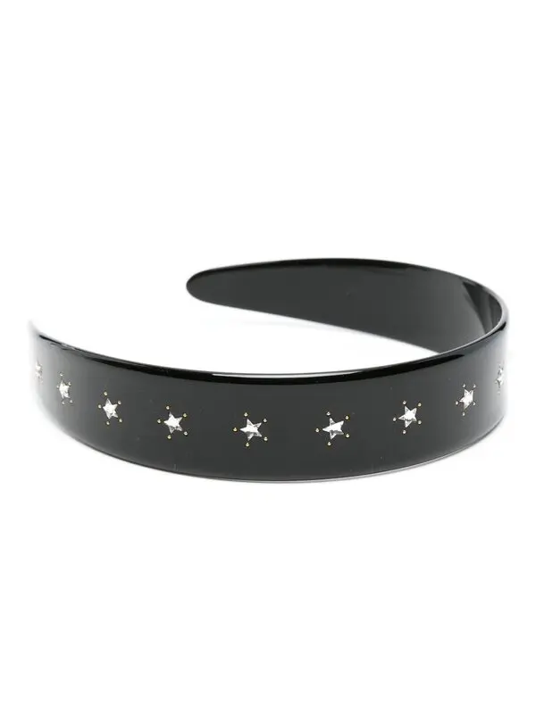 Gucci Interlocking G Crystal Headband - Black | Editorialist display picture 3