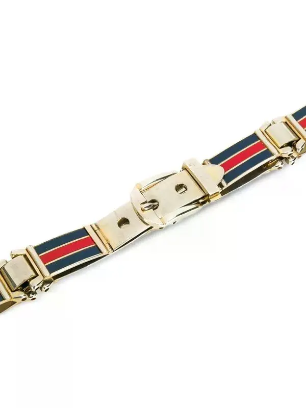 Gucci 1980s Web-stripe Enamel Belt