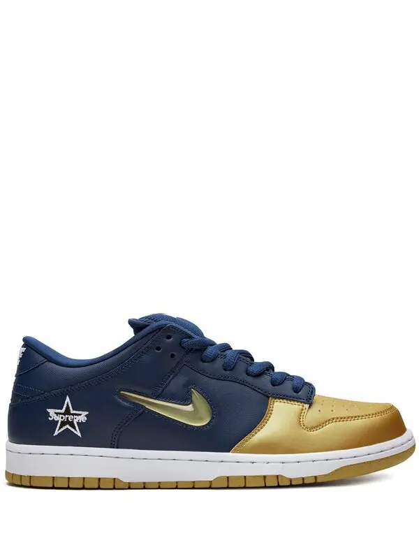 Nike X Supreme Sb Dunk Low Jewel Swoosh Sneakers - Gold