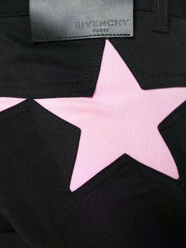 Givenchy Cotton Blend Star Motif Skinny Jeans