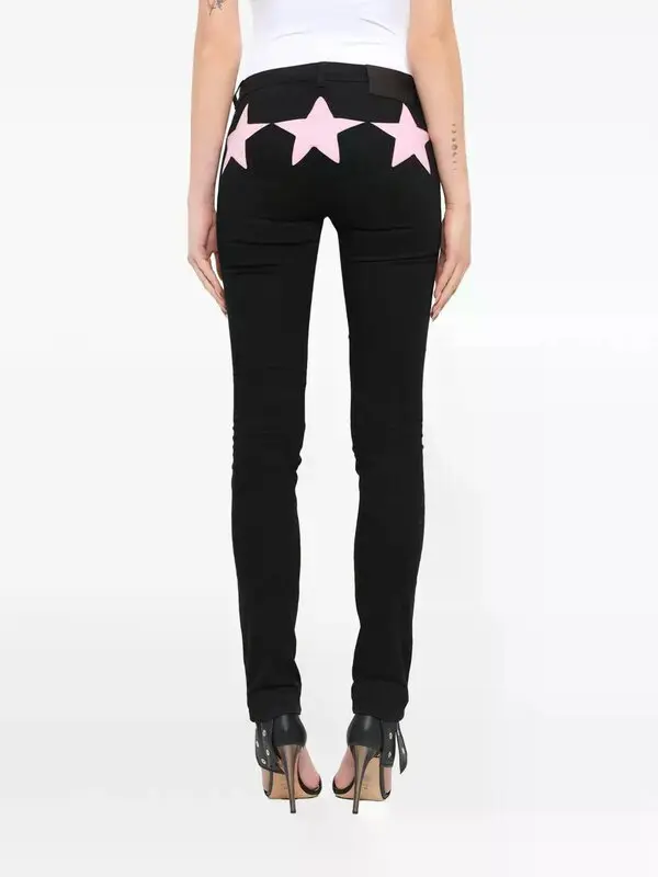Givenchy Cotton Blend Star Motif Skinny Jeans
