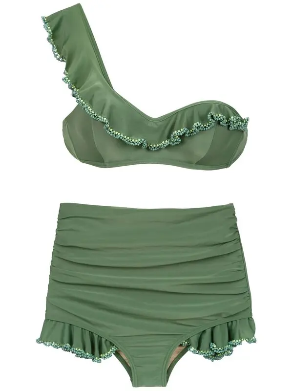 AMIR SLAMA One-shoulder Bikini Set - Green
