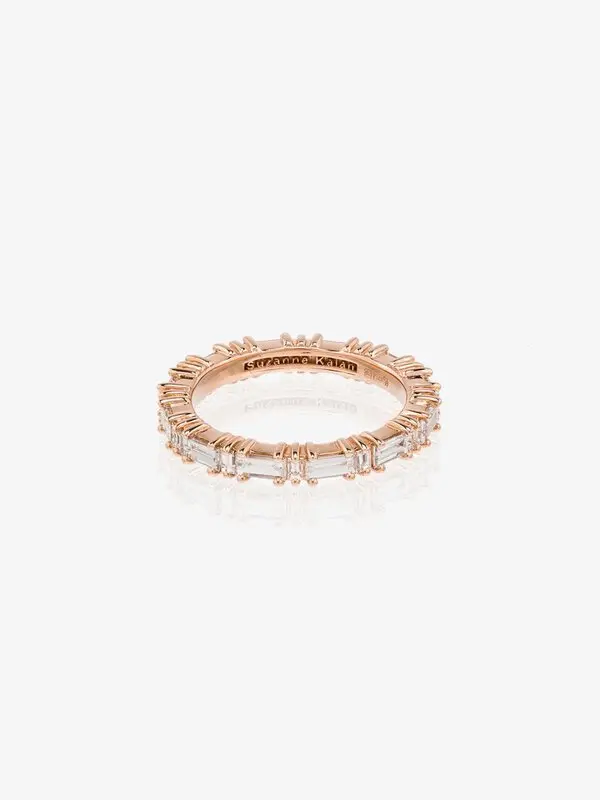 SUZANNE KALAN 18kt Rose Gold Baguette Diamond Ring - Pink