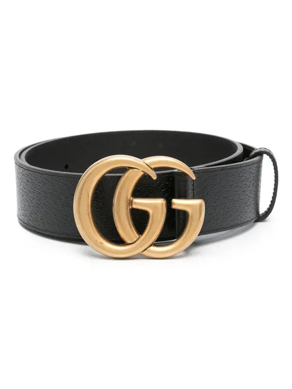 Gucci Double G Buckle Leather Belt - Black