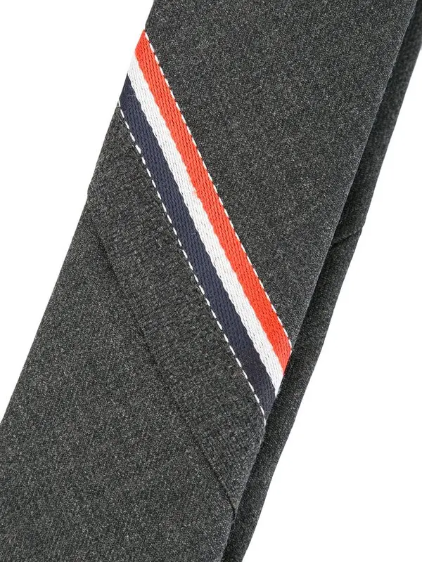 Thom Browne Rwb Stripe Wool Tie - Grey