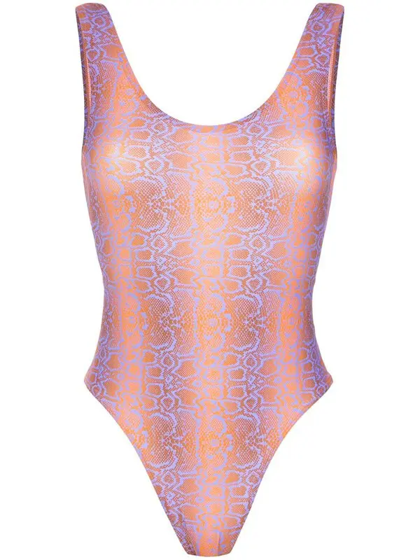 AMIR SLAMA Python Print One-piece Swimsuit - Multicolour